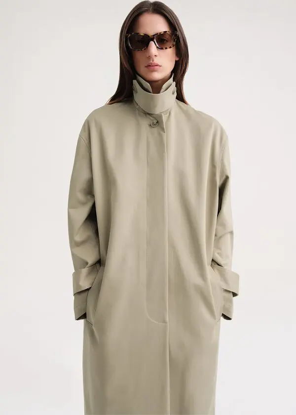 TotêMe Oversized Gabardine Car Coat - Trench Beige